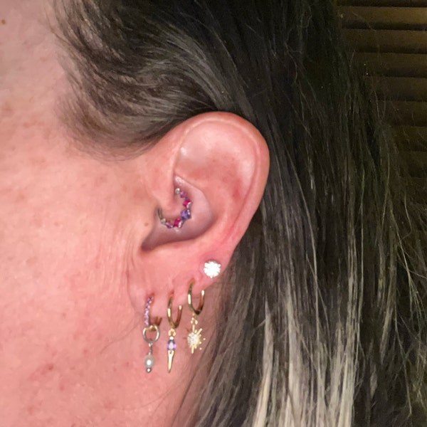 16G Daith Earring Titanium Clicker 8mm/10mm | CZ Crystal Daith Jewelry ...