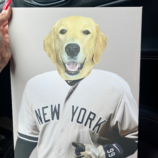 Custom Baseball Pet Portrait: New York Yankees Dog Art - Etsy