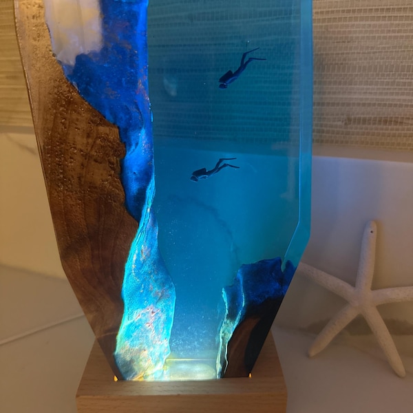 Customized Ocean Shark Resin Night Lamp, Personalized Home Decor Table ...