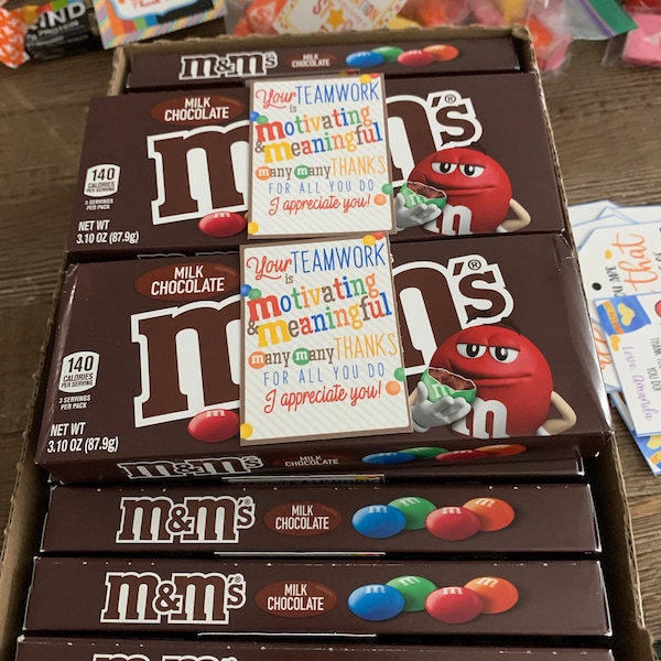 Teamwork Appreciation Printable Gift Tags, MM Candy Tag Employees Team ...