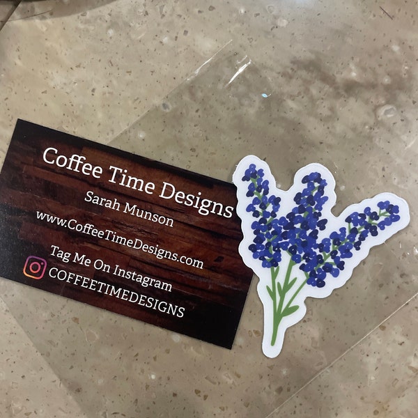 Clear Texas Bluebonnet Sticker, Floral Sticker, Laptop Sticker, Water ...