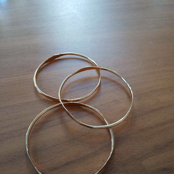 Trio Bangles Gold Handmade Bangle Rustic Bangle Stacking Bangle ...