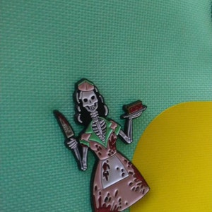 1950's Halloween Skeleton Diner Waitress Enamel Pin Bloody Cherry Pie ...