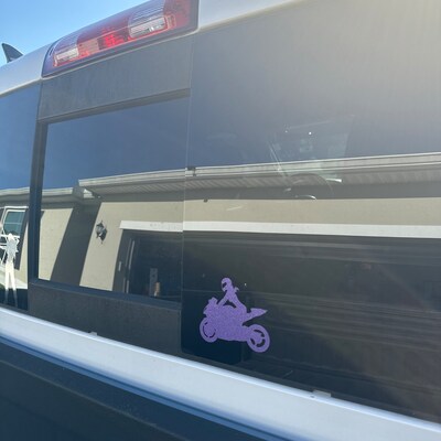 Lady Biker Riding Vinyl Decal - Etsy