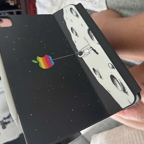 Retro-style Vibrant Rainbow Apple Logo Sticker for iPad or iPad Magic ...