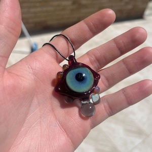 Glass Eye Pendant, Flameworked Boro, Yellow Iris, Blue Casing With ...