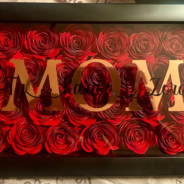 Personalized Floral Shadow Box, Paper Flower Rose Shadow Box. Paper ...