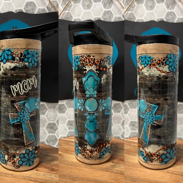 Three Cross With Gemstone 20 Oz. Skinny Tumbler PNG, Tumbler ...