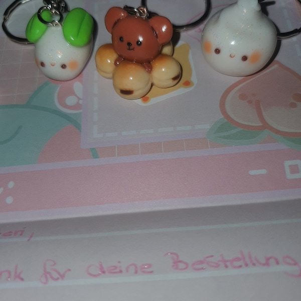 Kawaii Dumpling, Polymer Clay Charms, Keychain, Cute Dim Sum Fimo Charm ...