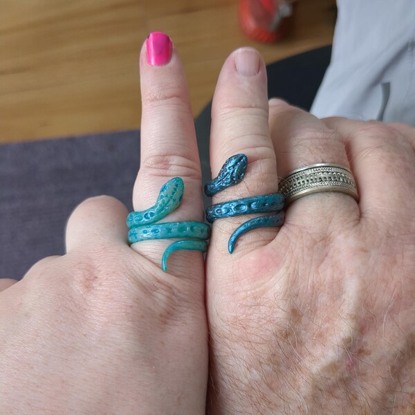 Snake Ring Handmade in Flexible Polymer Clay, Adjustable Animal Ring ...