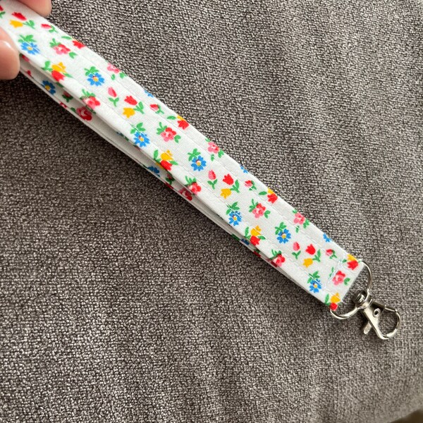Long Handmade Wristlet Lanyard Keychain Made With Vintage Fabrics With ...