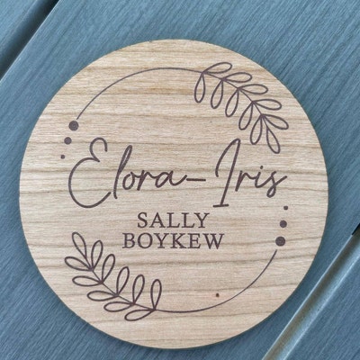 Baby Name Announcement Wooden Sign With Personalised, New Baby Arrival ...