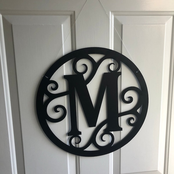 Round Personalized Metal Monogram Sign Wedding Gift. Family Name Sign ...