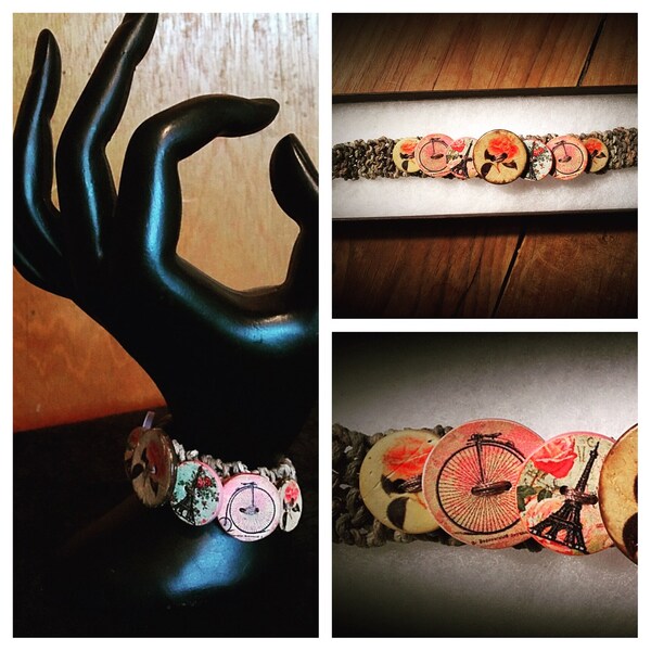 Paris Buttons Shabby Chic 18mm 3/4 Penny Farthing Eiffel Tower Arc De ...