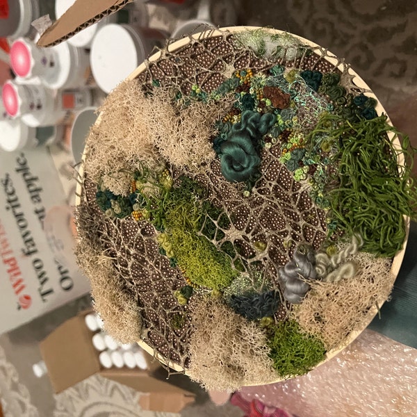 MOSSY RIVER ROCKS I Original 3D Textile Art Fiber Art Display Moss Wall ...