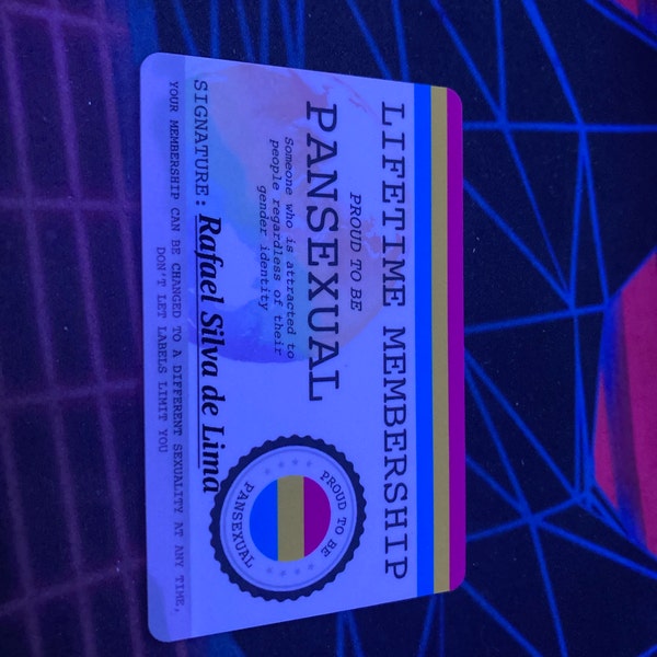 PANSEXUAL Lifetime Membership Card - Gay Pride Card - LGBT Identity ...
