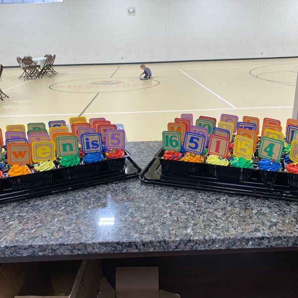 Alphabet Blocks Cake Toppers, Abc's Blocks Birthday, ABC 123's Birthday ...