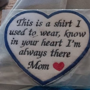 Personalised Heart Shaped Memory Embroidery Patch for a Memory Pillow ...