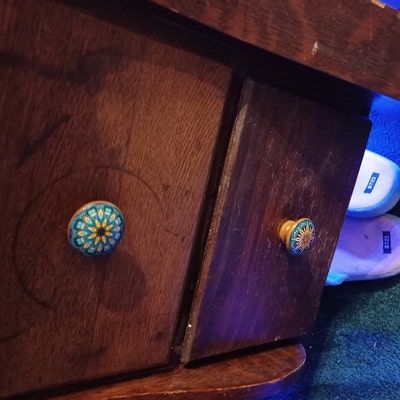 Turquoise Mandala Knobs / Set of 2 or More / Drawer Pull / Cabinet Knob ...