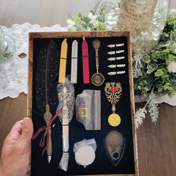 Quill and Ink Wax Stamp Set - Feather Pen Antique, Wax Stamp, Wax ...