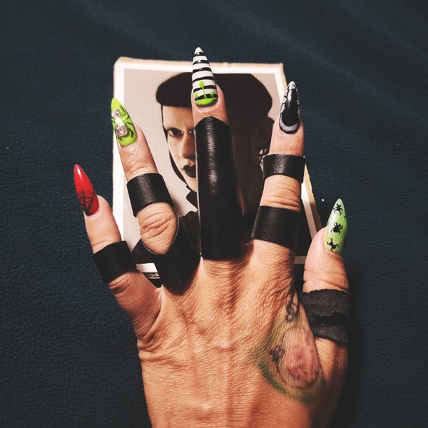 Black PVC Finger Cuff Gloss Latex Ring Concert Stage Jewelry Passion ...