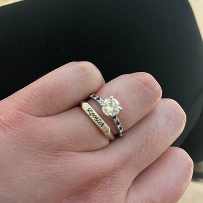 Bar Name Ring by Caitlyn Minimalist Signet Name Ring Custom Skinny Bar ...