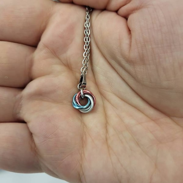 Transgender Pride Pendant, TINY Chainmail Love Knot, Trans Pride ...