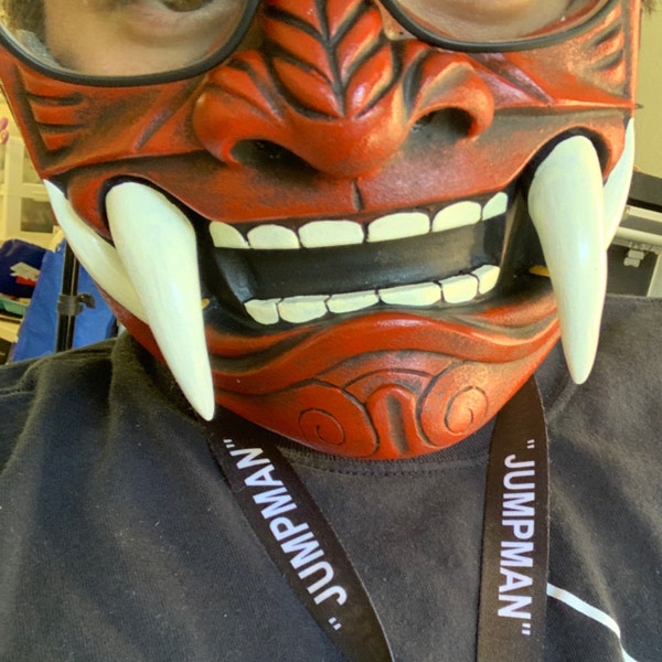 Half Face Assassin Ronin Samurai Mask, Cool Baddass Demon Oni Mempo ...