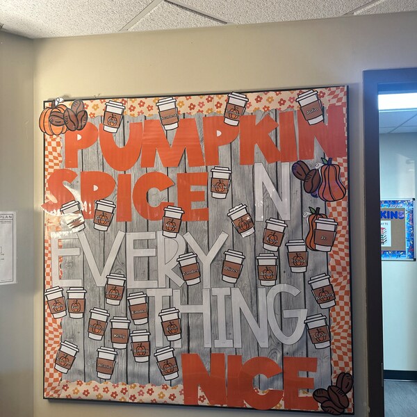 Pumpkin Spice Bulletin Board Kit: Fall Classroom Decor (digital ...