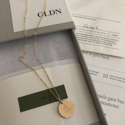 Custom Disk Coin Necklace, Personalized Circle Tag for Initials, Dates ...