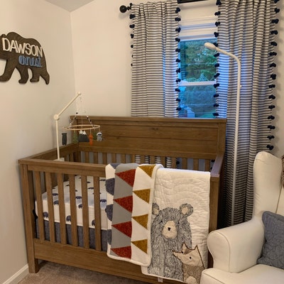 Woodland Theme Pine-trees Flowers and Mountains Baby Crib - Etsy