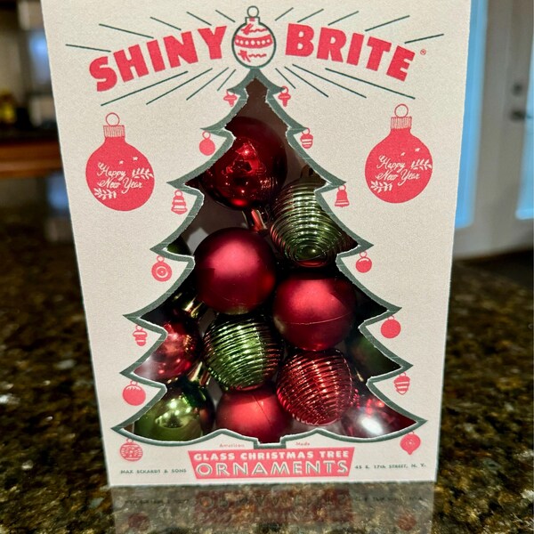 Vintage Digital Gift Box Shiny Brite Printable 5x7x1.25 Crafts, Retro ...