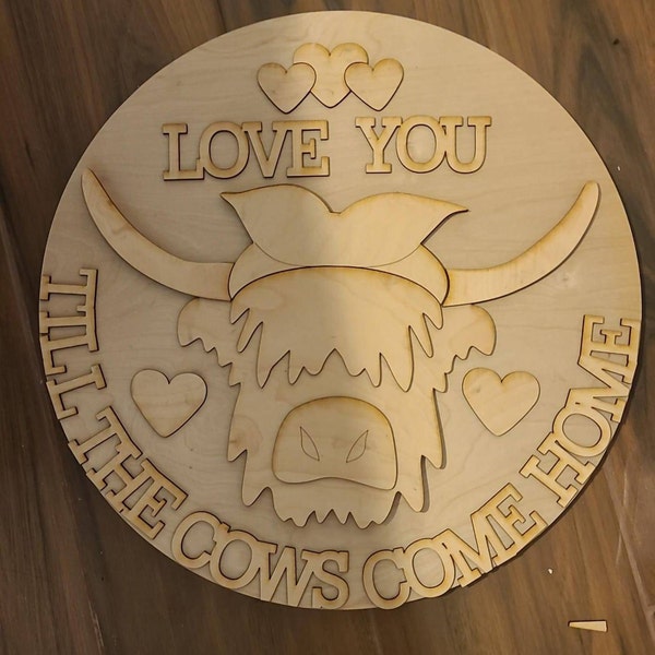 Highland Cow Valentine Door Sign SVG, Valentine Highland Sign, Fluffy ...