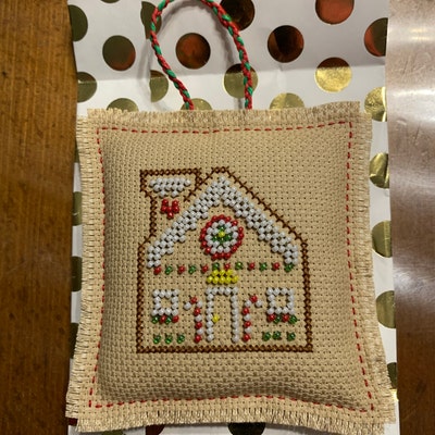 Cross Stitch Button Tree Ornament, Crafty Christmas Decoration, Folk ...