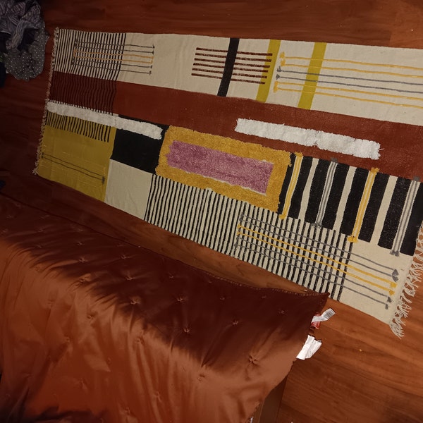 Hand Block Print Rug Handmade Runner Rug Woven Cotton Rug Kitchen ...