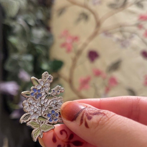 Forget Me Nots Enamel Pin | Floral Enamel Pin | Blue Flower Enamel Pin ...