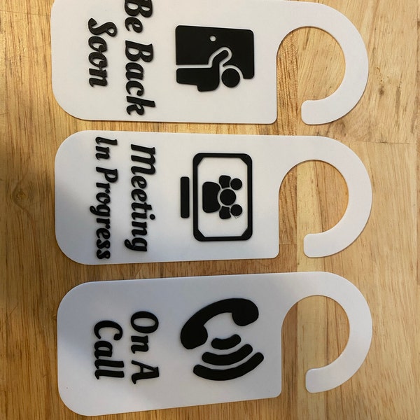 Knock First Hanger Sign 3D raised Lettering, Hybrid Office, Work From ...