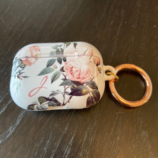 Rose Pattern AirPod Case Personalized Airpods Pro Hard Cover Keychain ...