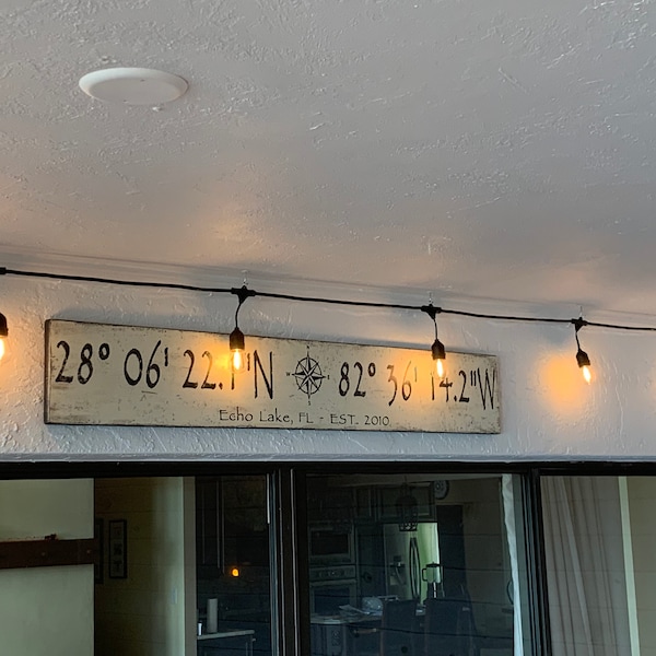 Customized Latitude Longitude Wood Coordinate Sign With Nautical ...