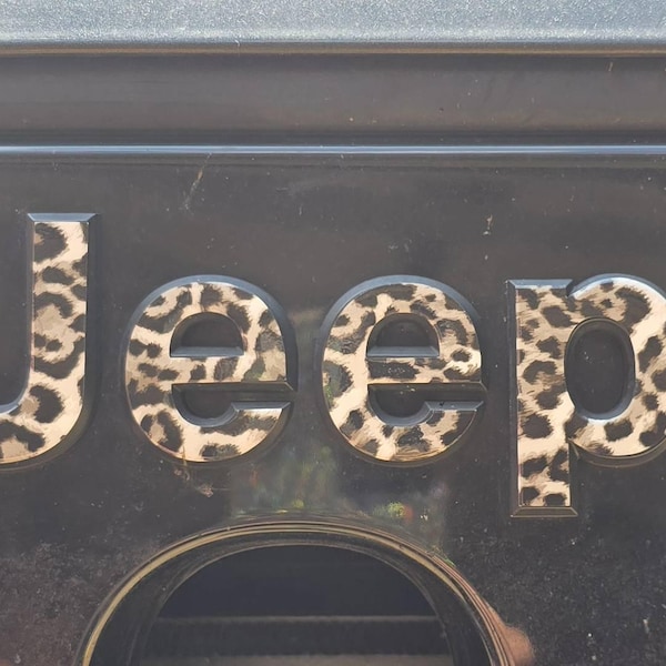 Jeep Emblem Overlay Decals - Grayscale Leopard Print - Etsy