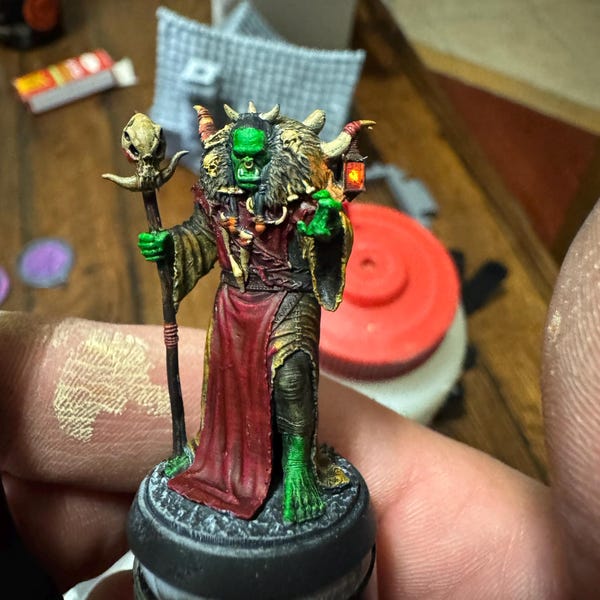 Orc, Male, Shaman, Sorcerer, Wizard, Mage, Robes, Scrolls, Lantern ...