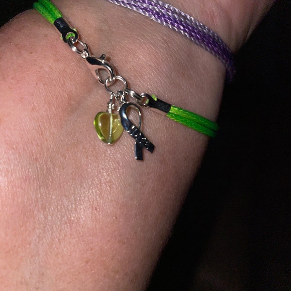 Lime Green Awareness Bracelet (cotton/poly) - Muscular Dystrophy, Lyme ...