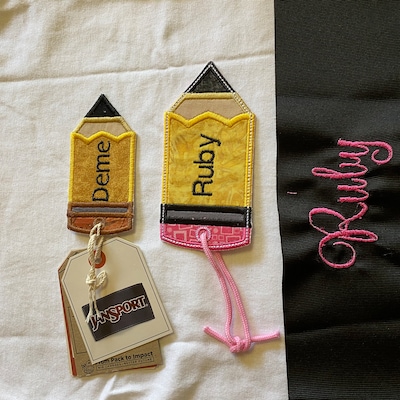 In the Hoop Pencil Vertical Tag Digital Machine Embroidery Applique ...