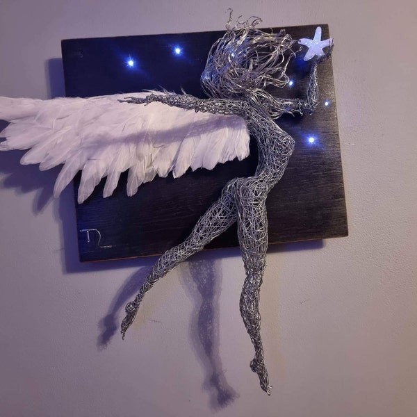 Dandelion Fairy Art, Wire Fantasy Sculpture, Nap in the Meadow, Two ...