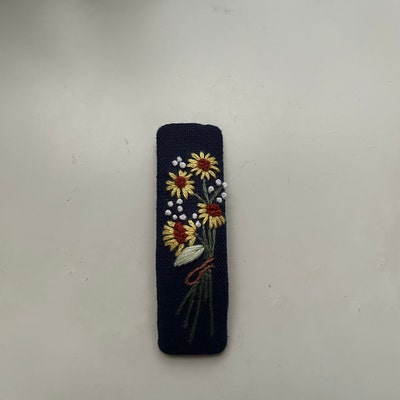 Sunflower Embroidered Hair Barrettes for Women Girl, Handmade Hairclip ...
