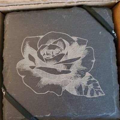 Custom Etched Slate Coasters Set of 4 - Etsy