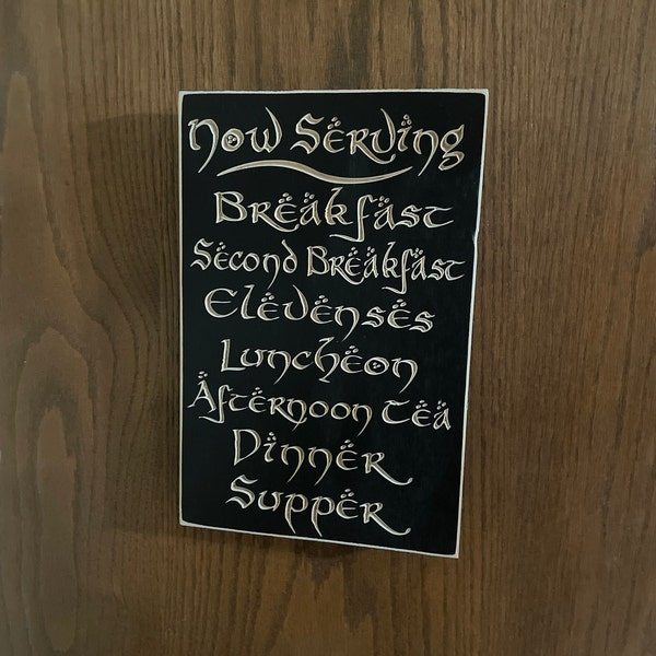 Hobbit Daily Meals Menu Second Breakfast Rustic Distressed Engraved ...