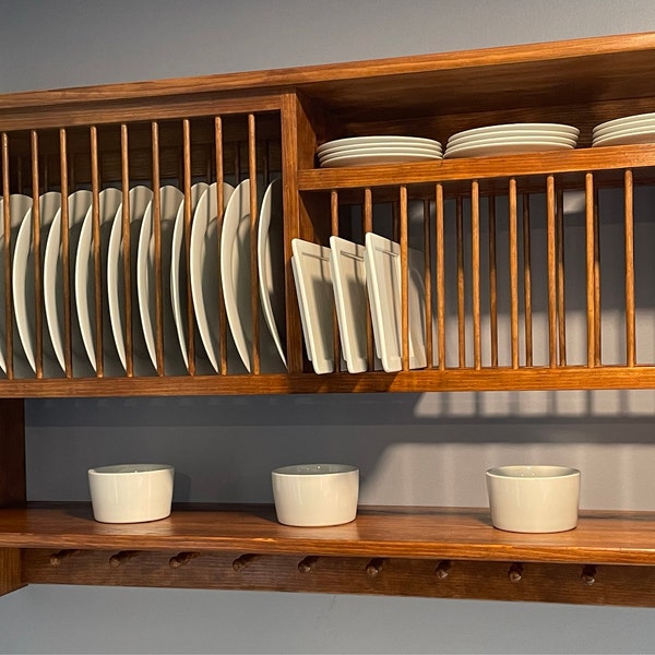 Shaker Peg Kitchen Window Plate Rack Shelf Wood Dish Cabinet for Plates ...