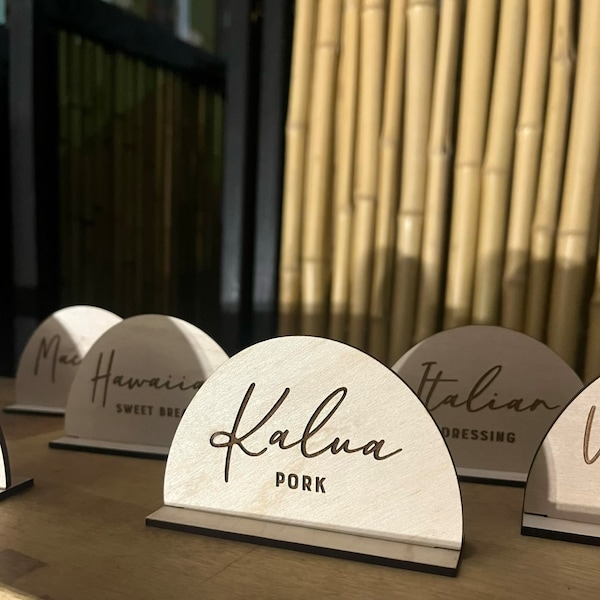 Wooden Buffet Food Name Sign, Food Table Tent Card, Food Tag, Cute ...