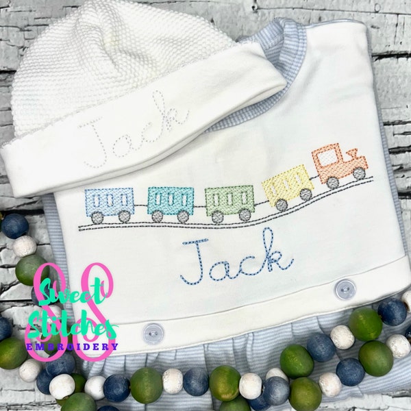 Pastel Travelling Train Sketch Fill Bean Stitch Outline Vintage Style ...